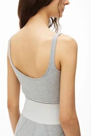 Alexander Wang Logo Elastic Jumpsuit In Ribbed Jersey