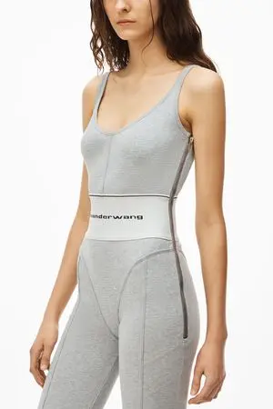 Alexander Wang Logo Elastic Jumpsuit In Ribbed Jersey
