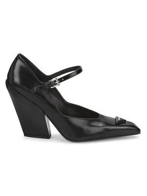 Prada - Women's Modellerie Logo Leather Pumps - Nero 