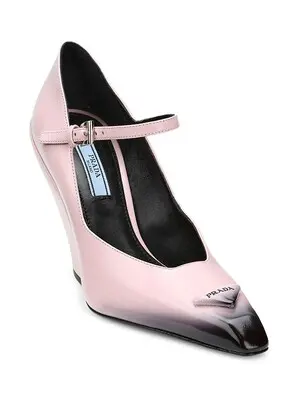 Prada - Women's Modellerie Logo Leather Pumps - Nero 
