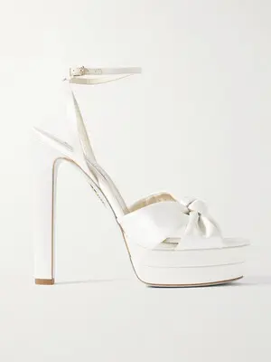 AQUAZZURA Cupid Plateau 130 Knotted Platform Sandals - White
