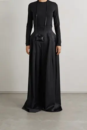 THE ROW Trude Pleated Silk And Wool-blend Wide-leg Pants