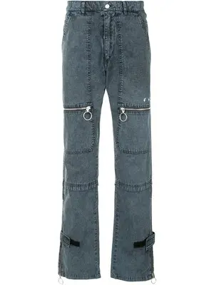 Off-White Zip-detail Straight-leg Trousers - Blue