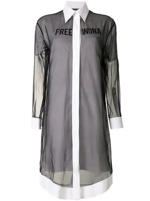 Off-White Free Winona-print Shirt Dress - Black