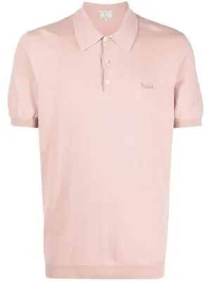 Woolrich Logo-embroidered Knitted Polo Shirt - Pink