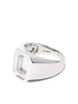 Shay 18k White Gold Champion Initial Ring - Silver