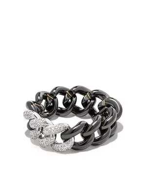 Shay 18k White Gold Diamond Link Ring - Black