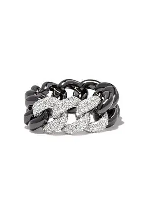 Shay 18k White Gold Diamond Link Ring - Black