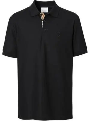 Burberry Monogram Cotton Piqué Polo Shirt - Black