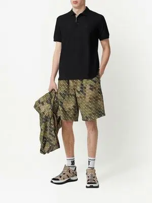 Burberry Monogram Cotton Piqué Polo Shirt - Black