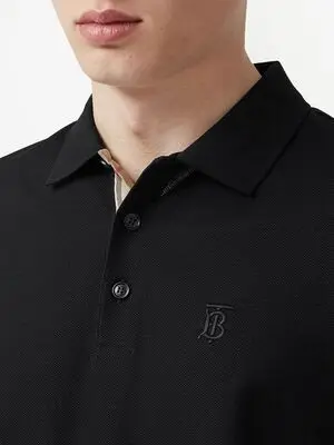 Burberry Monogram Cotton Piqué Polo Shirt - Black