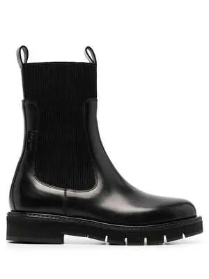 FERRAGAMO Cleated-sole Leather Chelsea Boots - Black