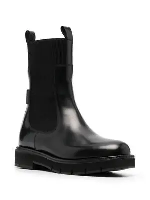 FERRAGAMO Cleated-sole Leather Chelsea Boots - Black