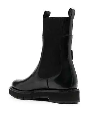 FERRAGAMO Cleated-sole Leather Chelsea Boots - Black