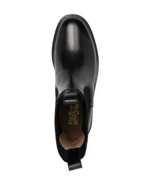 FERRAGAMO Cleated-sole Leather Chelsea Boots - Black