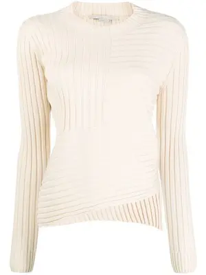 Stella McCartney Asymmetric-hem Ribbed Top - Neutrals