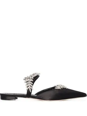 Manolo Blahnik Lurum Crystal-embellished Mules - Black