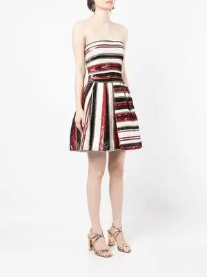 Zuhair Murad Sequinned Stripe-print Mini Dress