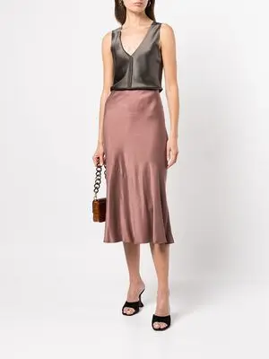 Voz Bias-cut Satin Midi Skirt