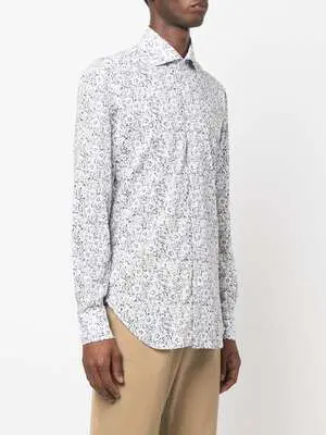 BARBA NAPOLI Floral-print Long-sleeve Shirt - White