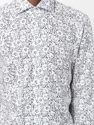 BARBA NAPOLI Floral-print Long-sleeve Shirt - White