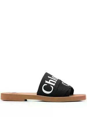 Chloé Woody Logo Slides - Black