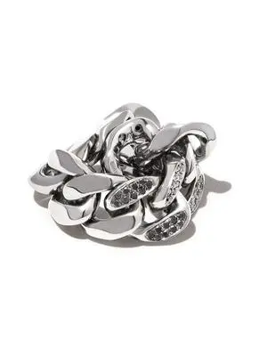 Shay 18k White Gold Diamond Link Ring - Silver