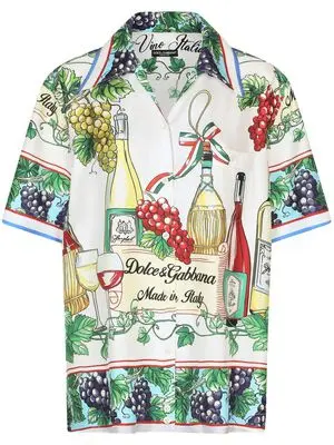 Dolce & Gabbana Graphic-print Silk-twill Shirt