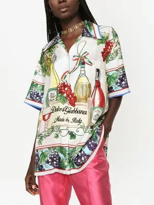 Dolce & Gabbana Graphic-print Silk-twill Shirt
