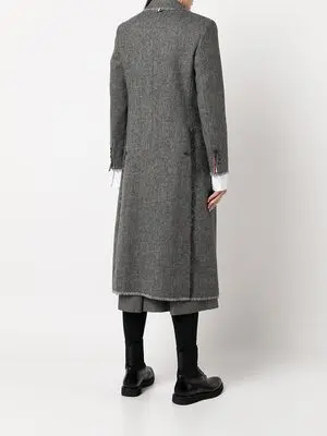 Thom Browne Frayed Trim Single-breasted Coat
