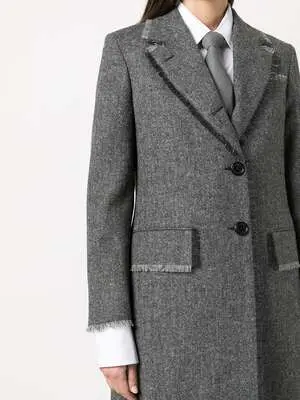 Thom Browne Frayed Trim Single-breasted Coat