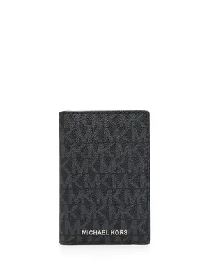 Michael Kors Monogram-print Leather Cardholder - Black