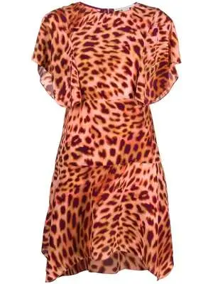 Stella McCartney Leopard-print Silk Flounce Dress