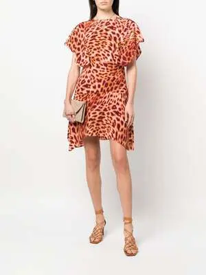 Stella McCartney Leopard-print Silk Flounce Dress