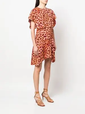 Stella McCartney Leopard-print Silk Flounce Dress