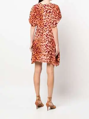 Stella McCartney Leopard-print Silk Flounce Dress