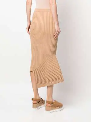 Stella McCartney Asymmetric Ribbed-knit Wrap Skirt - Brown