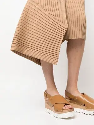 Stella McCartney Asymmetric Ribbed-knit Wrap Skirt - Brown