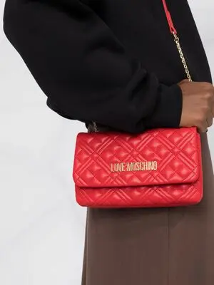 Moschino Quilted Logo Plaque Crossbody Bag