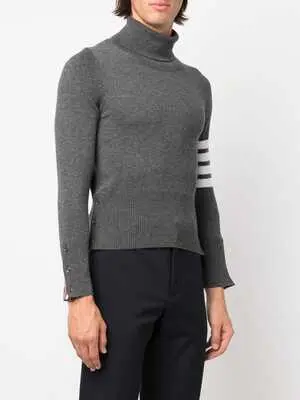 Thom Browne 4-bar Stripe Cashmere Turtleneck - Grey