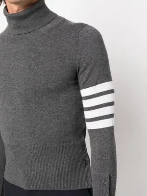 Thom Browne 4-bar Stripe Cashmere Turtleneck - Grey