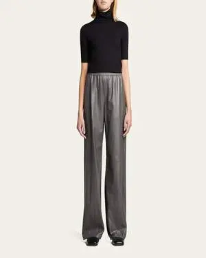 Majestic Filatures Soft Touch Elbow-sleeve Turtleneck Top