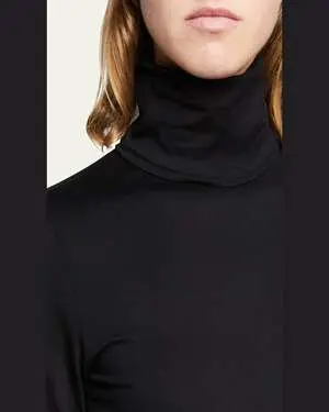 Majestic Filatures Soft Touch Elbow-sleeve Turtleneck Top