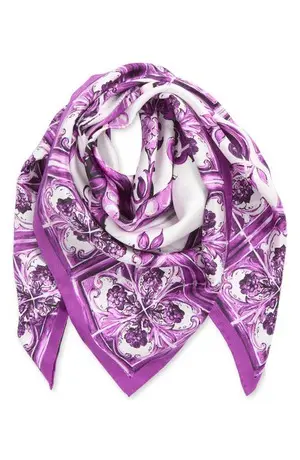 Dolce & Gabbana Mediterraneo Square Silk Scarf - Hp3oa Azulejos Fdo Viola