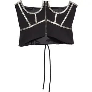 AREA Baguette Crystal Virgin Wool Blend Corset