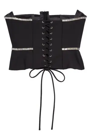 AREA Baguette Crystal Virgin Wool Blend Corset