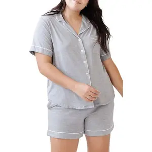 Cozy Earth Short Sleeve Knit Pajamas - Grey