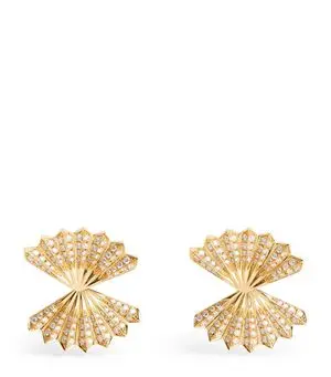 ANITA KO Yellow And Diamond Double Fan Earrings