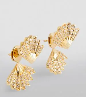 ANITA KO Yellow And Diamond Double Fan Earrings