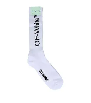 Off-White Off-White Cotton Diagonal Stripe Logo Socks White